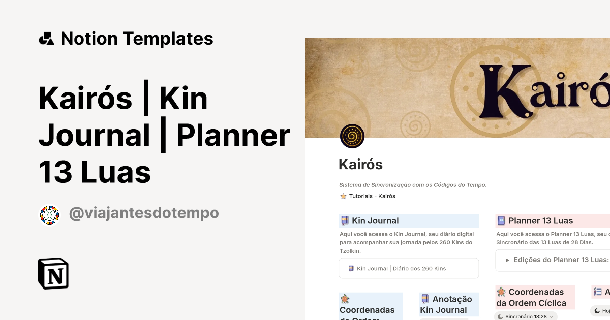 Kairós | Kin Journal | Planner 13 Luas Template by Viajantes do Tempo ...