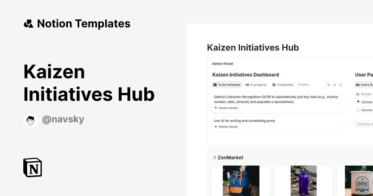 Kaizen Initiatives Hub Template | Notion Marketplace