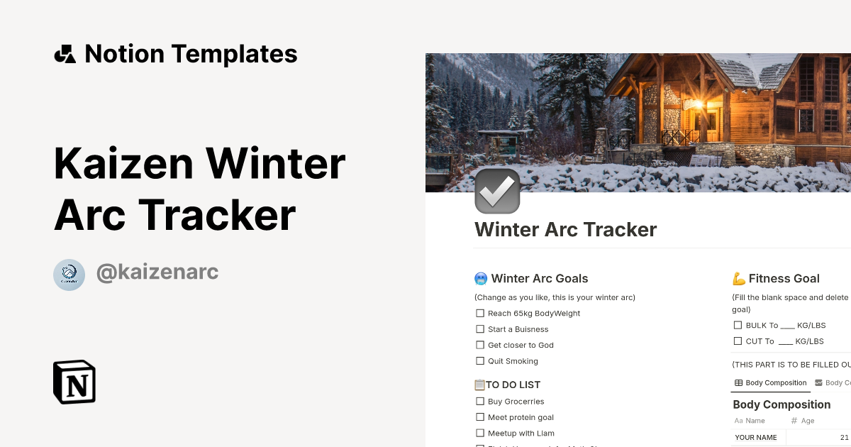 Kaizen Winter Arc Tracker Template by Kaizen Arc | Notion Marketplace