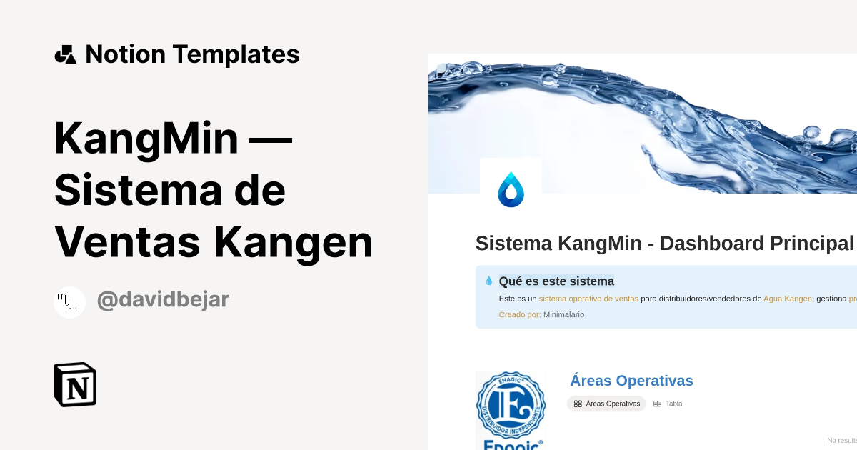 KangMin — Sistema de Ventas Kangen Template | Notion Marketplace