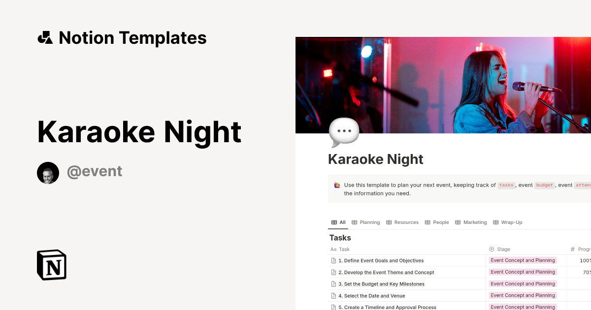 Karaoke Night Template by Event | Notion Marketplace