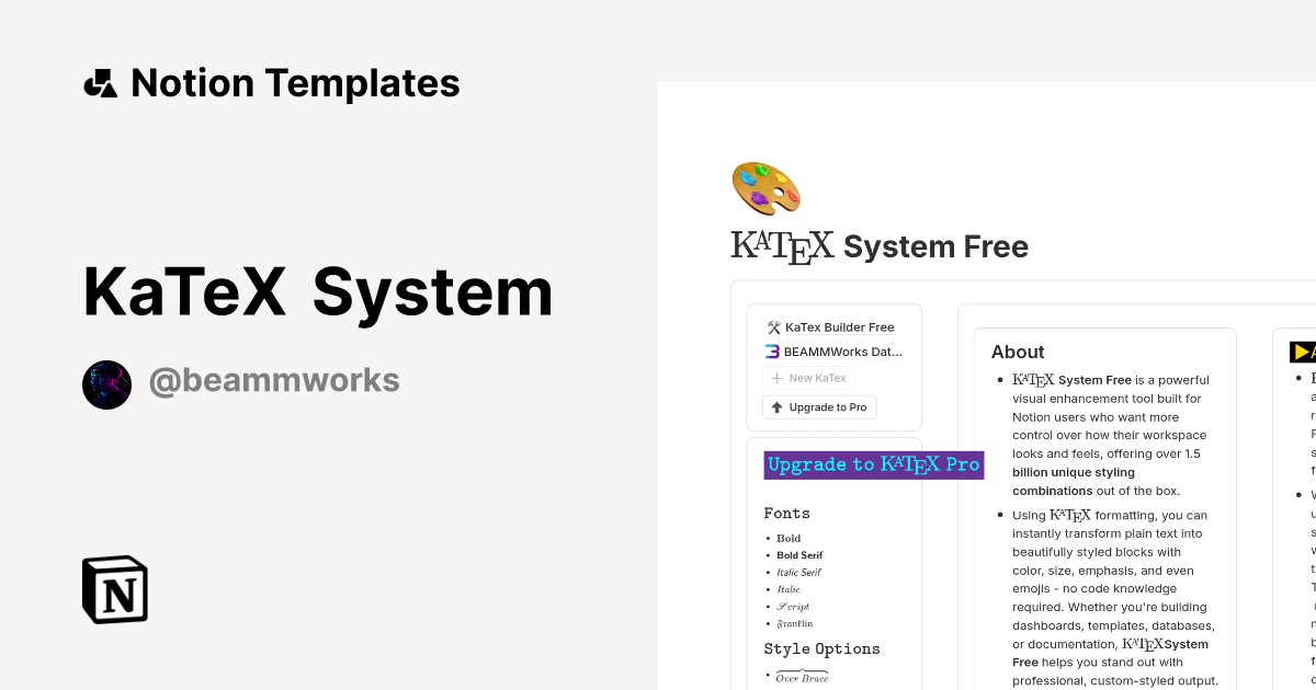 KaTeX System Template by BEAMMWorks | Notion Marketplace