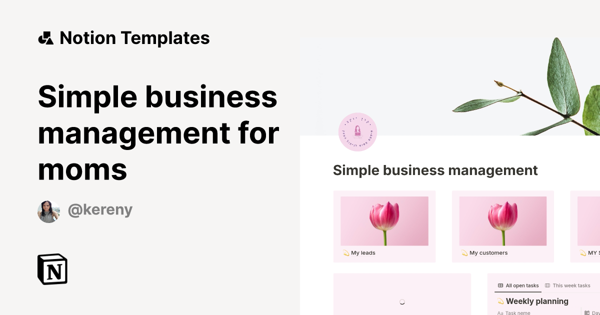 Simple business management for moms Template | Notion Marketplace
