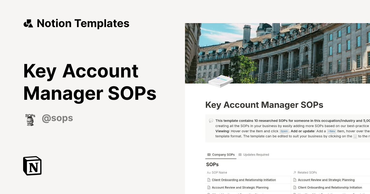 Key Account Manager SOPs Template by SOPs | Notion Marketplace
