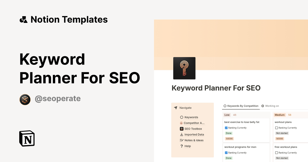 Keyword Planner For SEO Template | Notion Marketplace