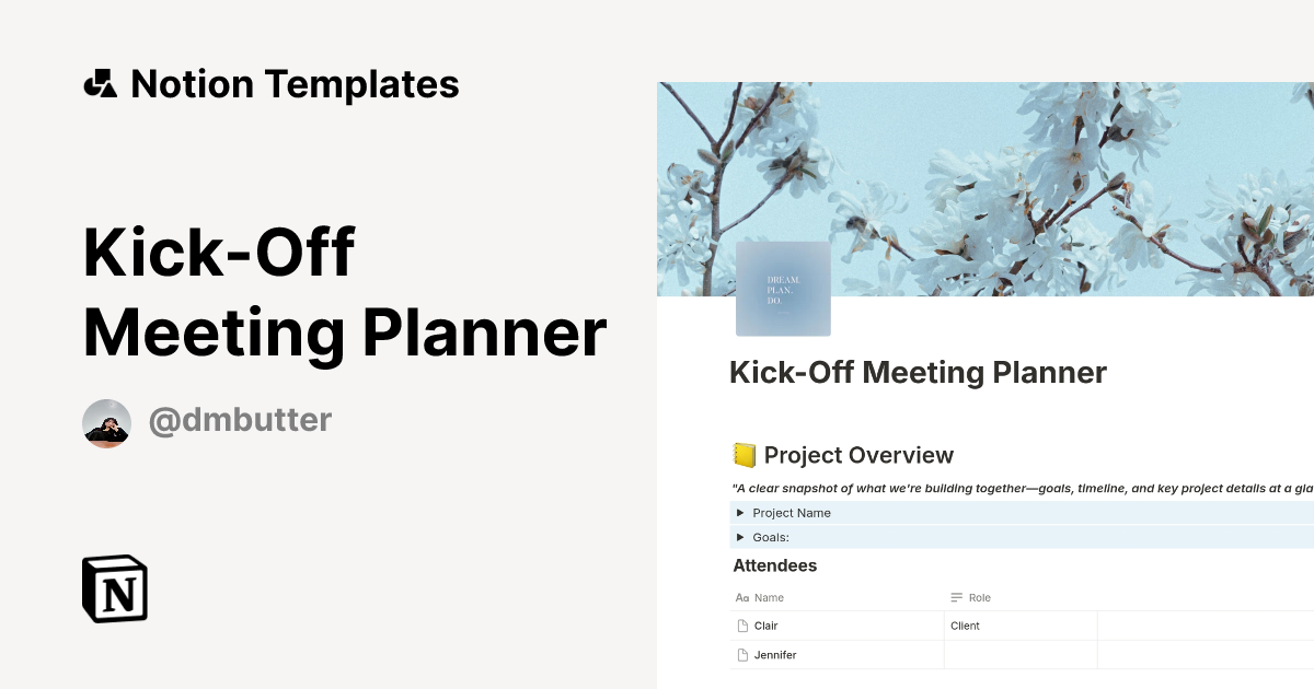 Kick-Off Meeting Planner Template by daylynmaglangit | Notion Marketplace