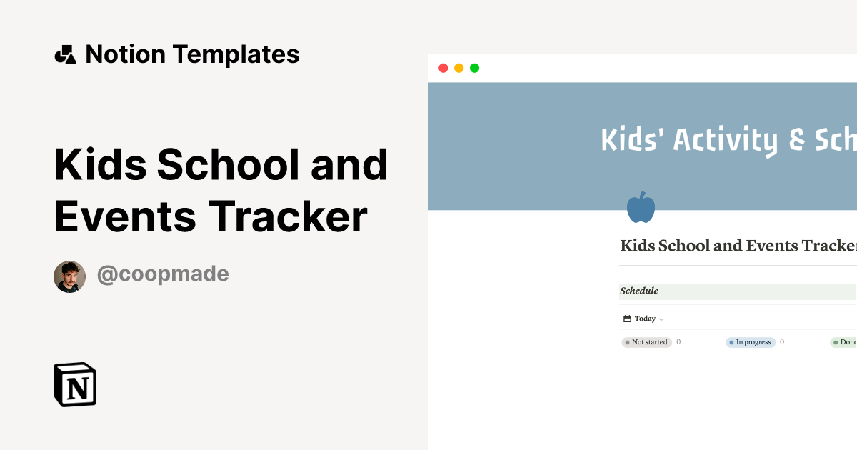 Kids School and Events Tracker Template | Notion Marketplace
