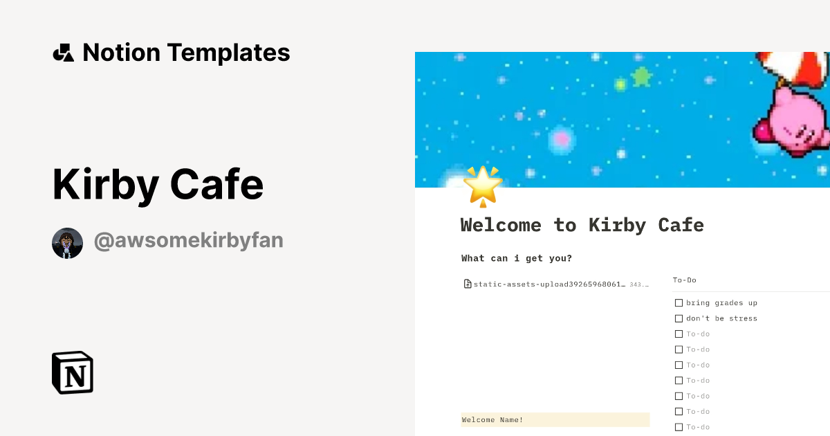 Kirby Cafe Template | Notion Marketplace