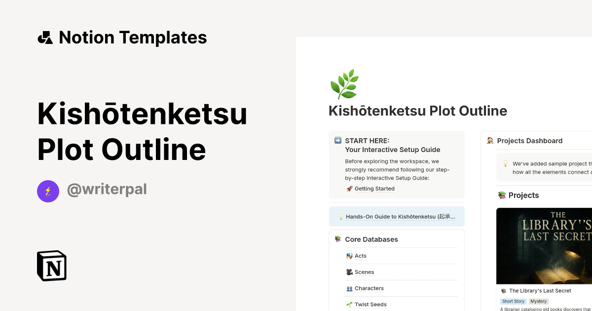 Kishōtenketsu Plot Outline Template by writerpal | Notion Marketplace