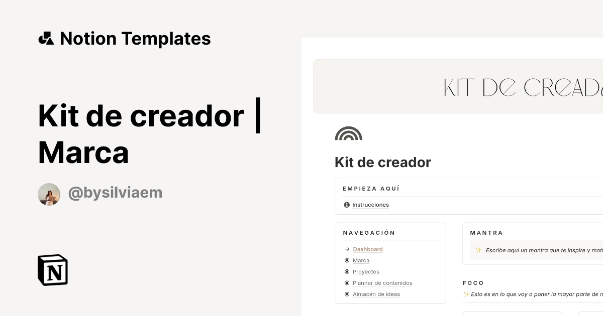 Kit de creador | Marca Template | Notion Marketplace