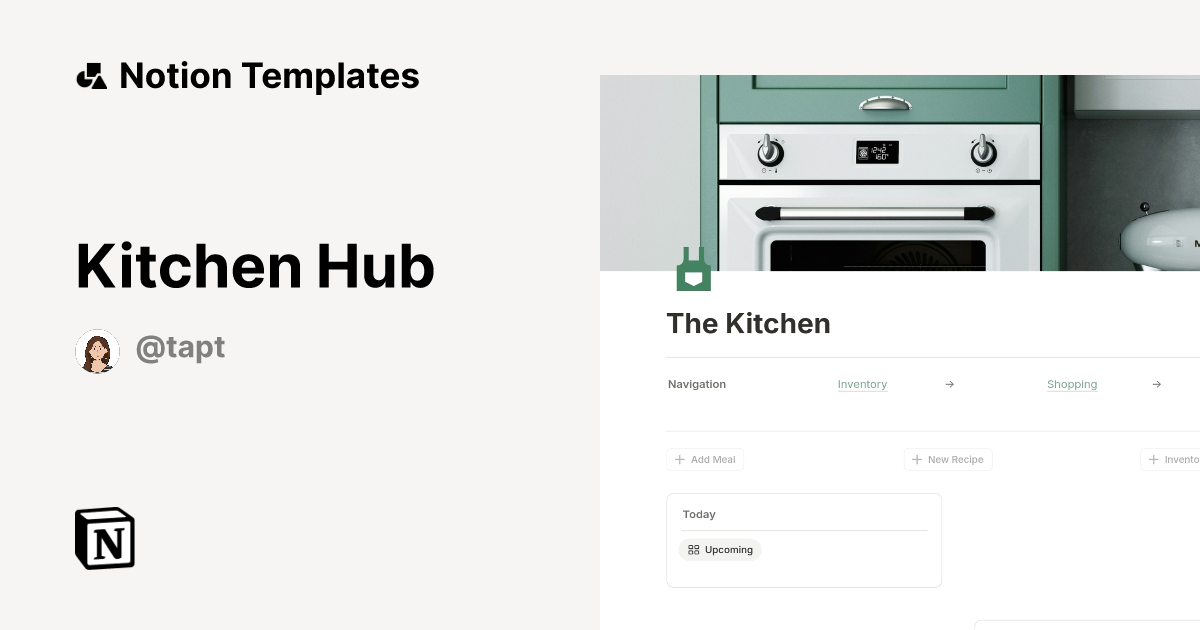 Kitchen Hub Template by Tapt Designs | Notion Marketplace