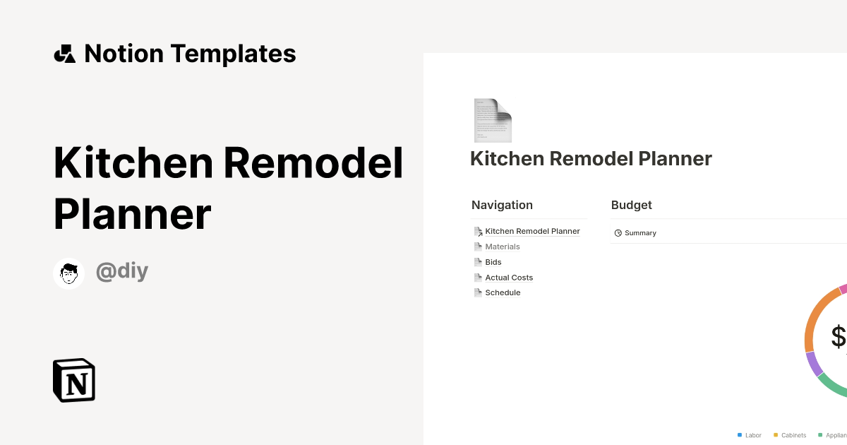Kitchen Remodel Planner Template | Notion Marketplace