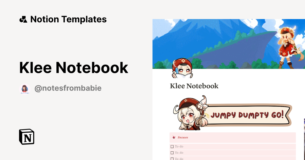Klee Notebook Template by Babie's Notes | Notion Marketplace