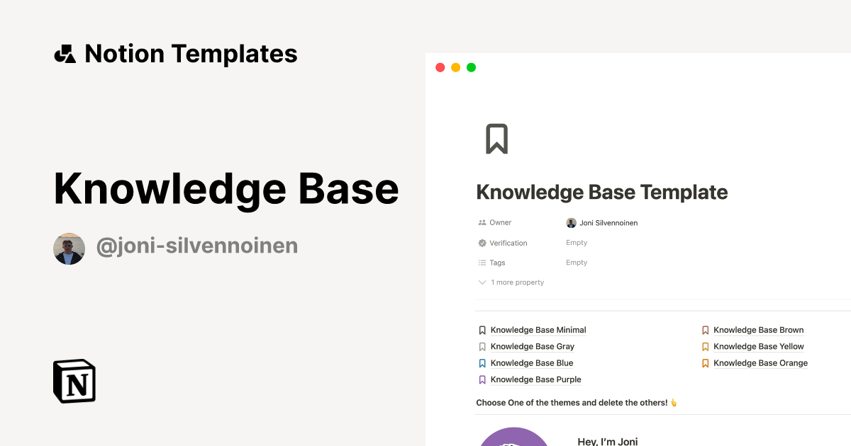 Knowledge Base Template by Joni Silvennoinen | Notion Marketplace