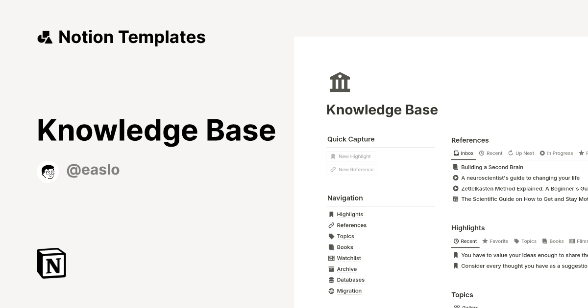 Knowledge Base Template | Notion Marketplace
