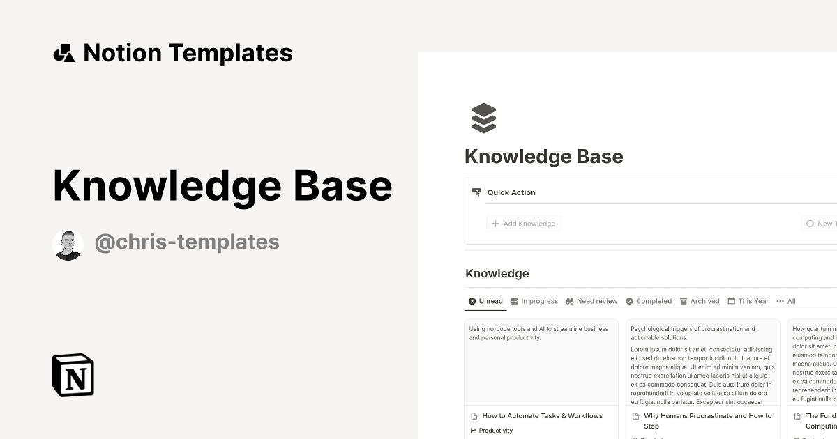 Knowledge Base Template by Chris | Notion Marketplace