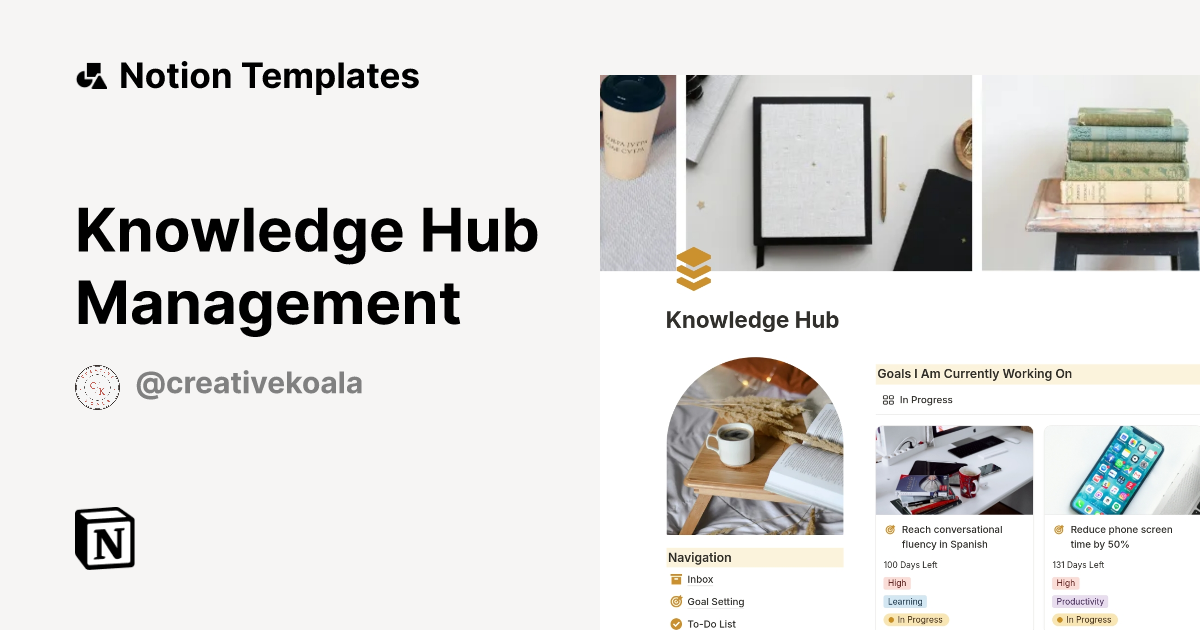 Knowledge Hub Management Template by Creative Koala | Notion Marketplace
