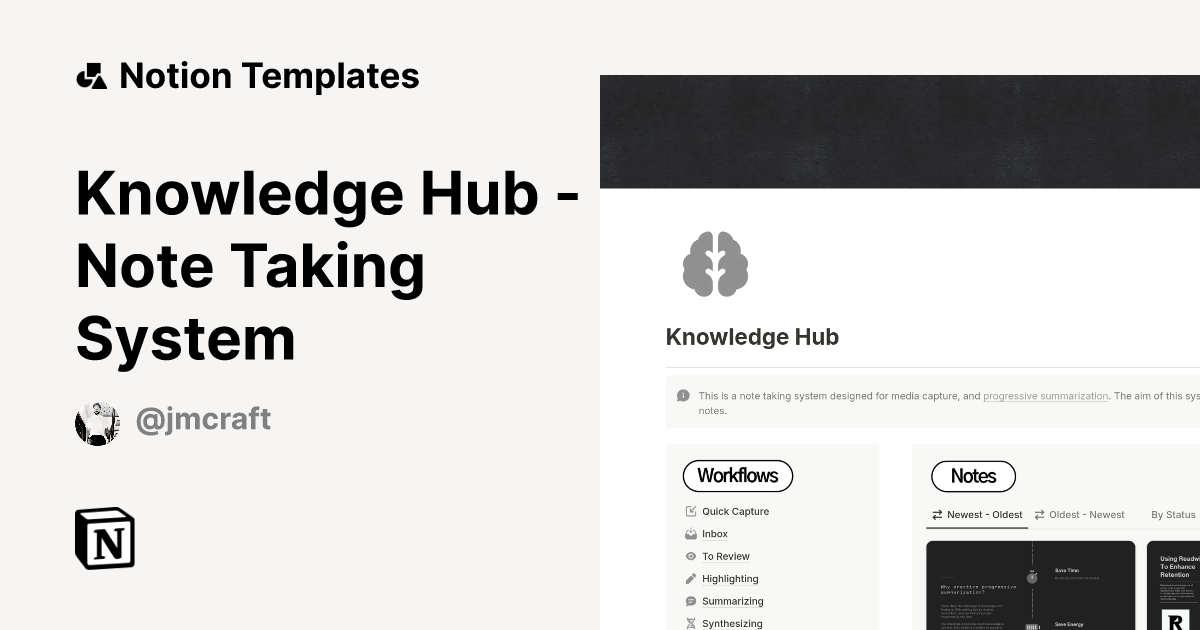 Knowledge Hub - Note Taking System Template by JM Craft | Notion ...