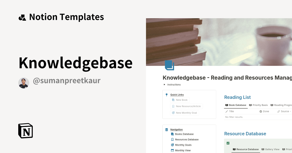 Knowledgebase Template by Kaur's Digital Creations | Notion Marketplace
