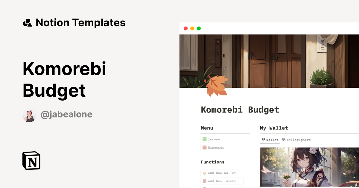 Komorebi Budget Template | Notion Marketplace