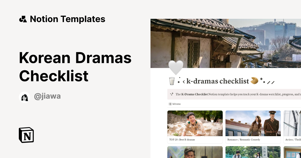 Korean Dramas Checklist Template | Notion Marketplace