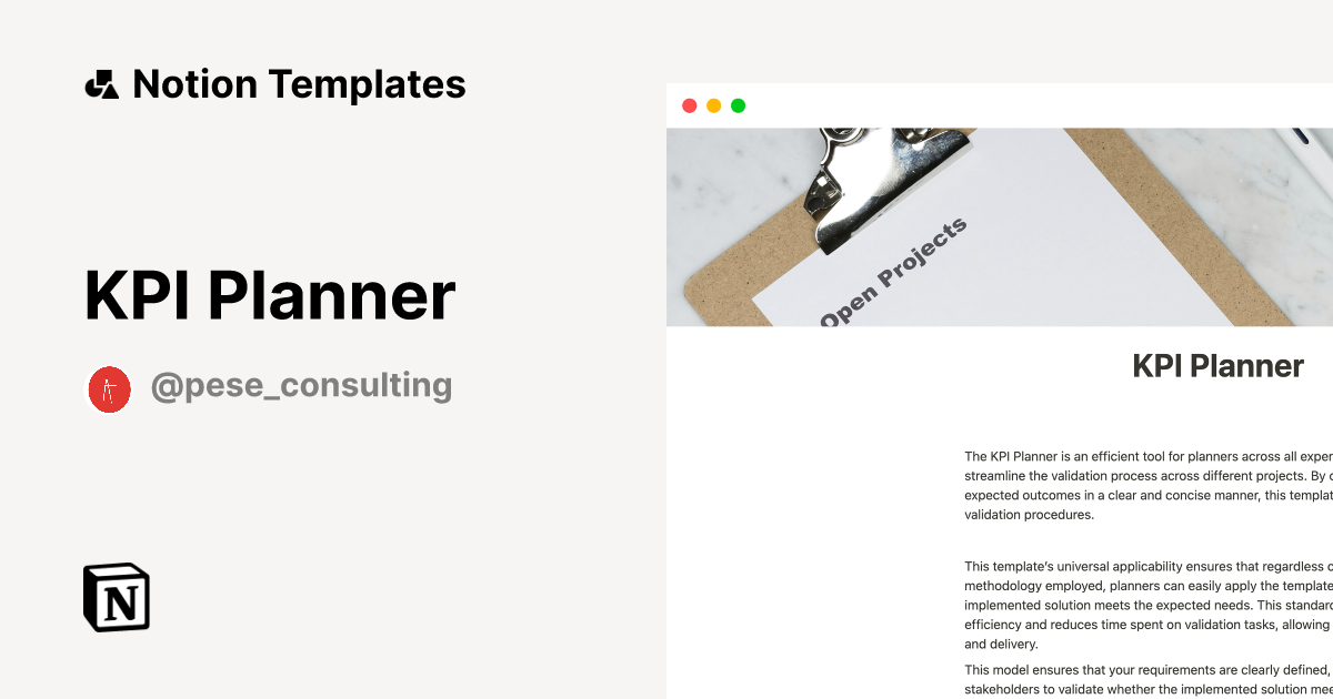 KPI Planner Template | Notion Marketplace