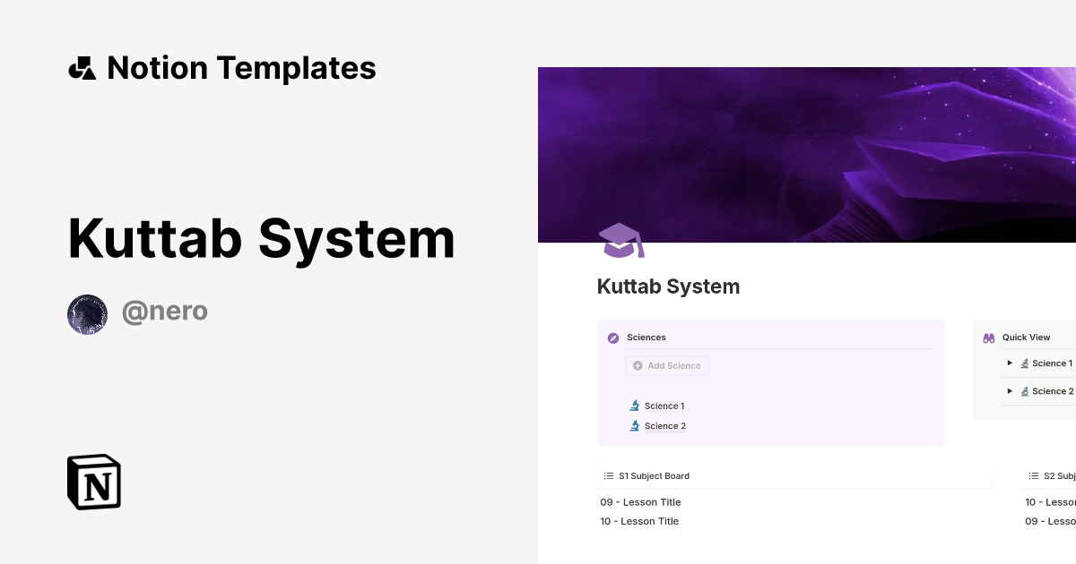 Kuttab System Template by Nero | Notion Marketplace