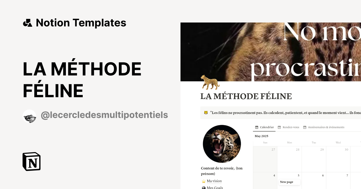 LA MÉTHODE FÉLINE Template by Le Cercle des Multipotentiels | Notion ...