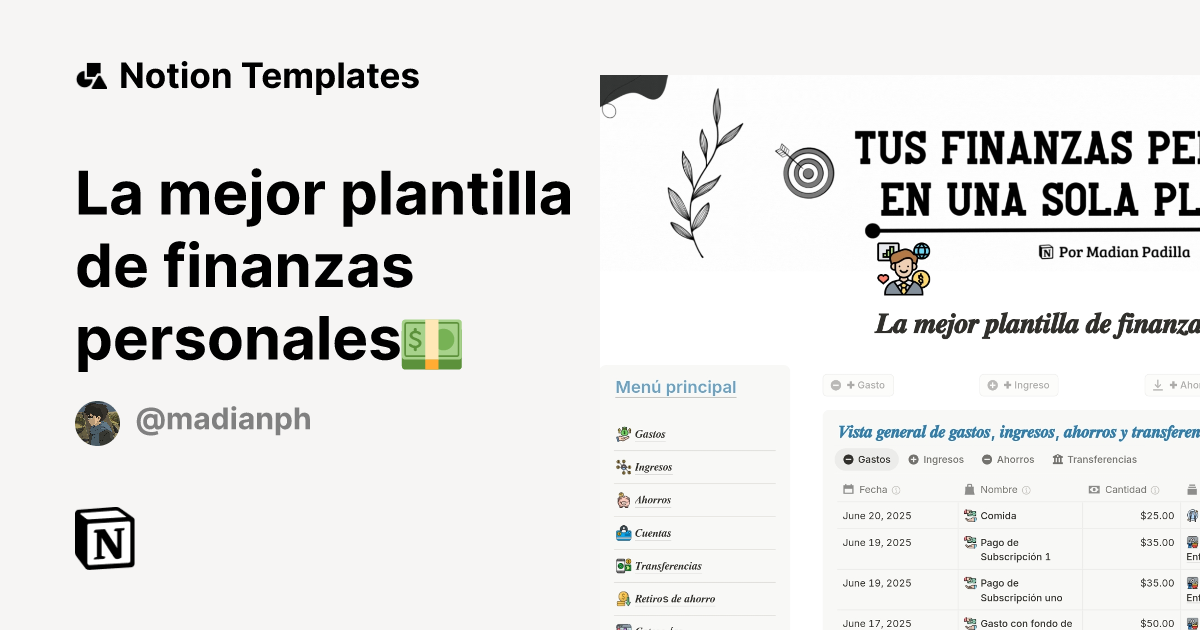 La mejor plantilla de finanzas personales💵 Template | Notion Marketplace