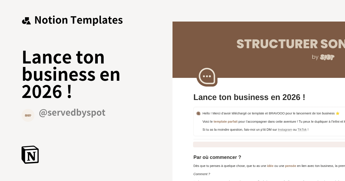 Lance ton business en 2026 ! Template | Notion Marketplace