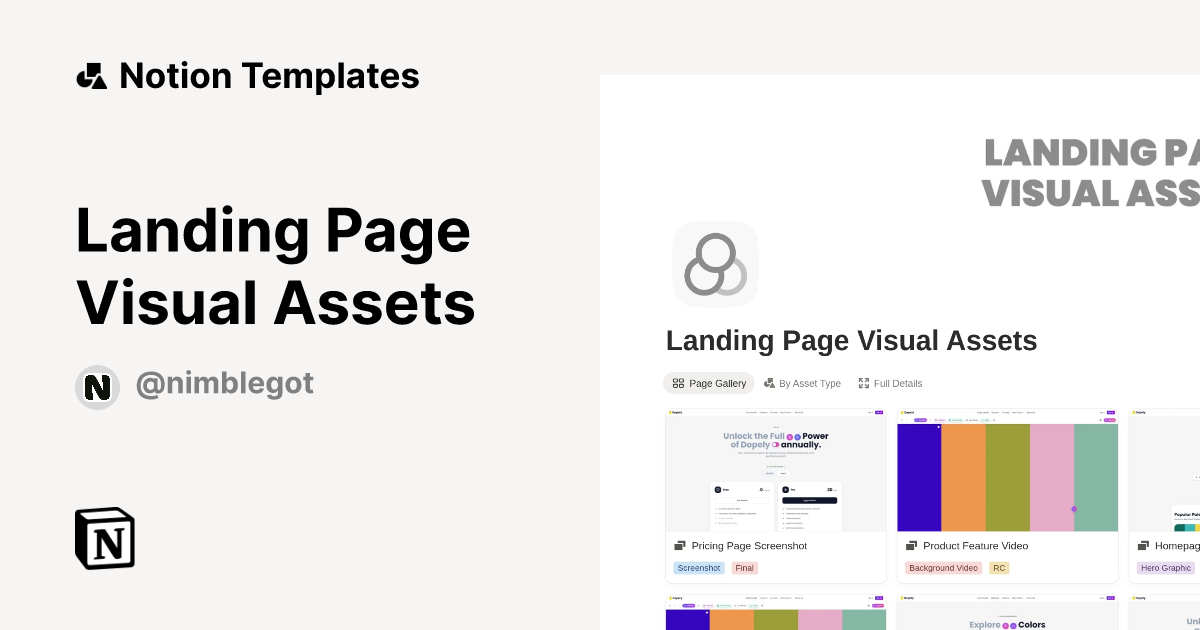 Landing Page Visual Assets Template | Notion Marketplace