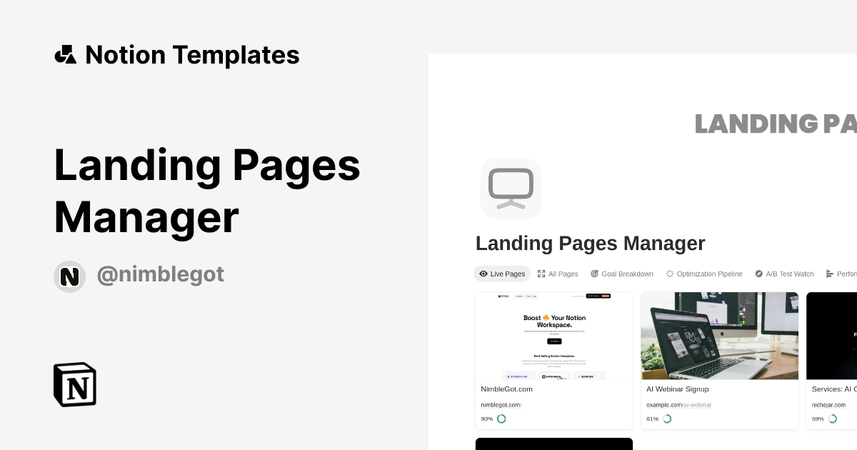Landing Pages Manager Template | Notion Marketplace