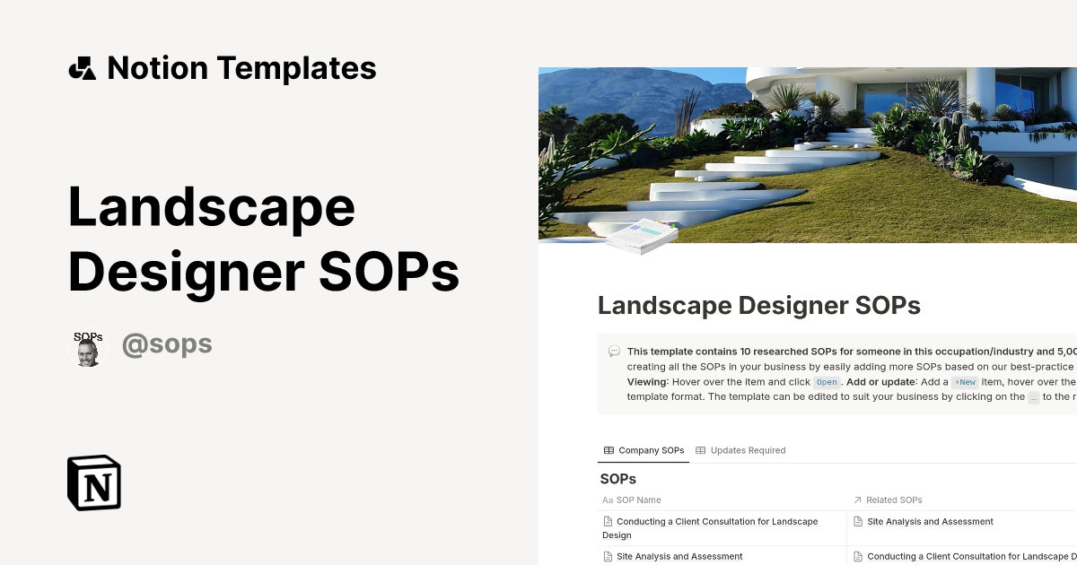 Landscape Designer SOPs Template by SOPs | Notion Marketplace
