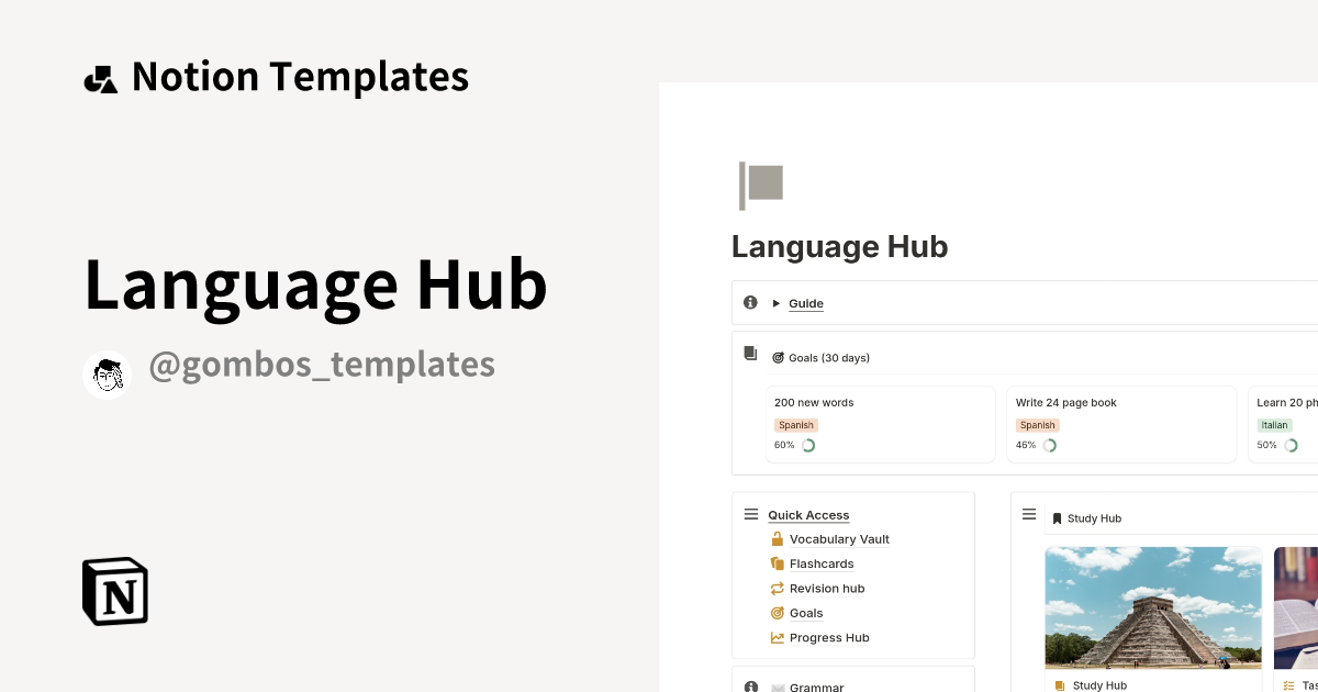 Language Hub Template by Gombos | Notion Marketplace