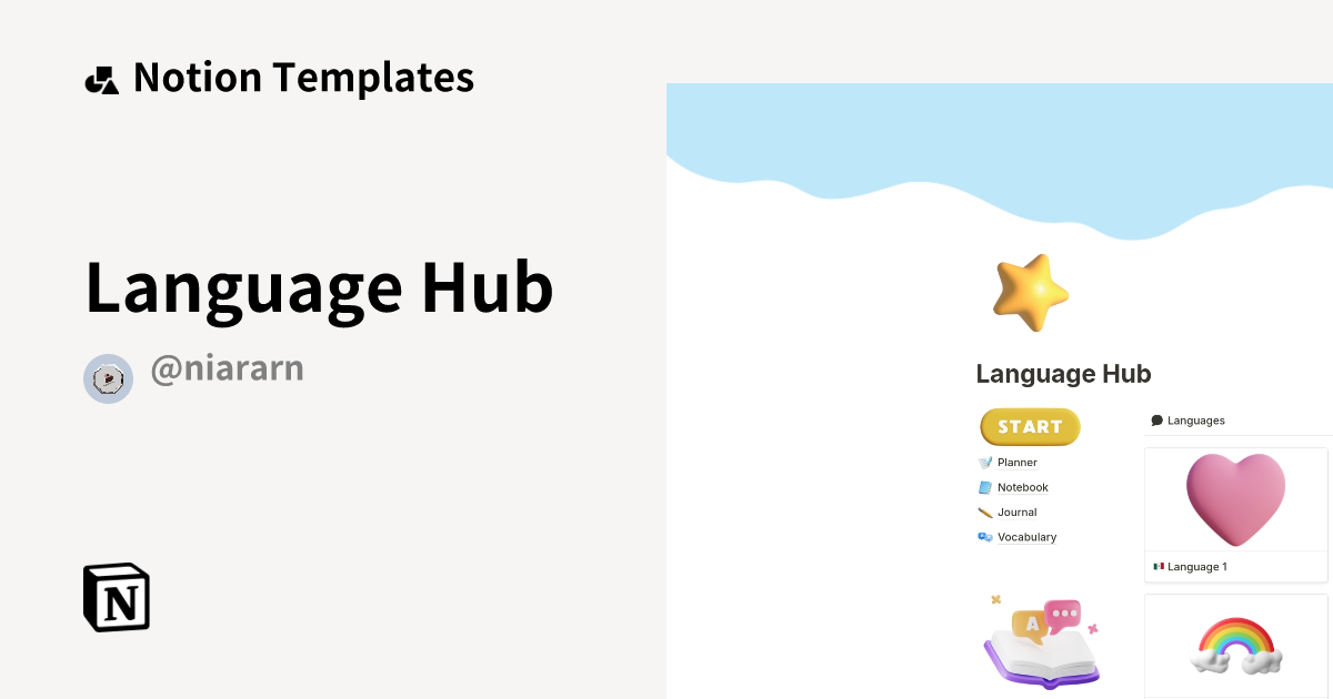 Language Hub Template | Notion Marketplace