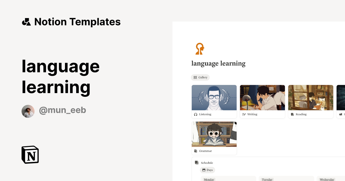 language learning Template | Notion Marketplace