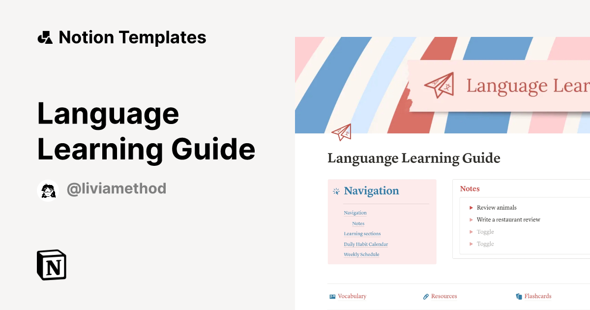 Language Learning Guide Template | Notion Marketplace