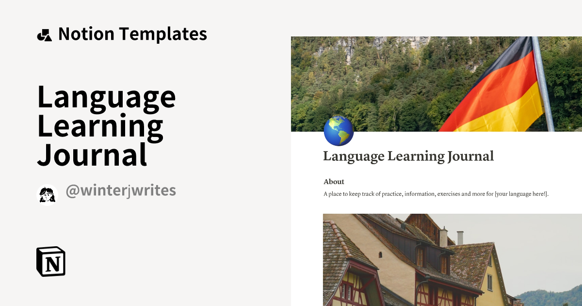 Language Learning Journal Template | Notion Marketplace
