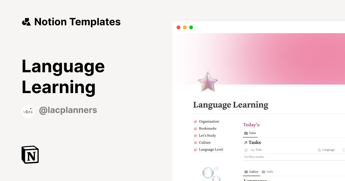 Language Learning Template | Notion Marketplace