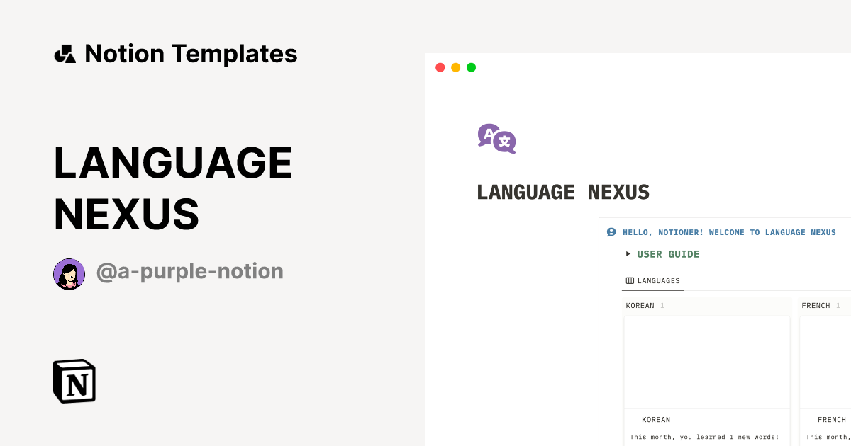 LANGUAGE NEXUS Template | Notion Marketplace