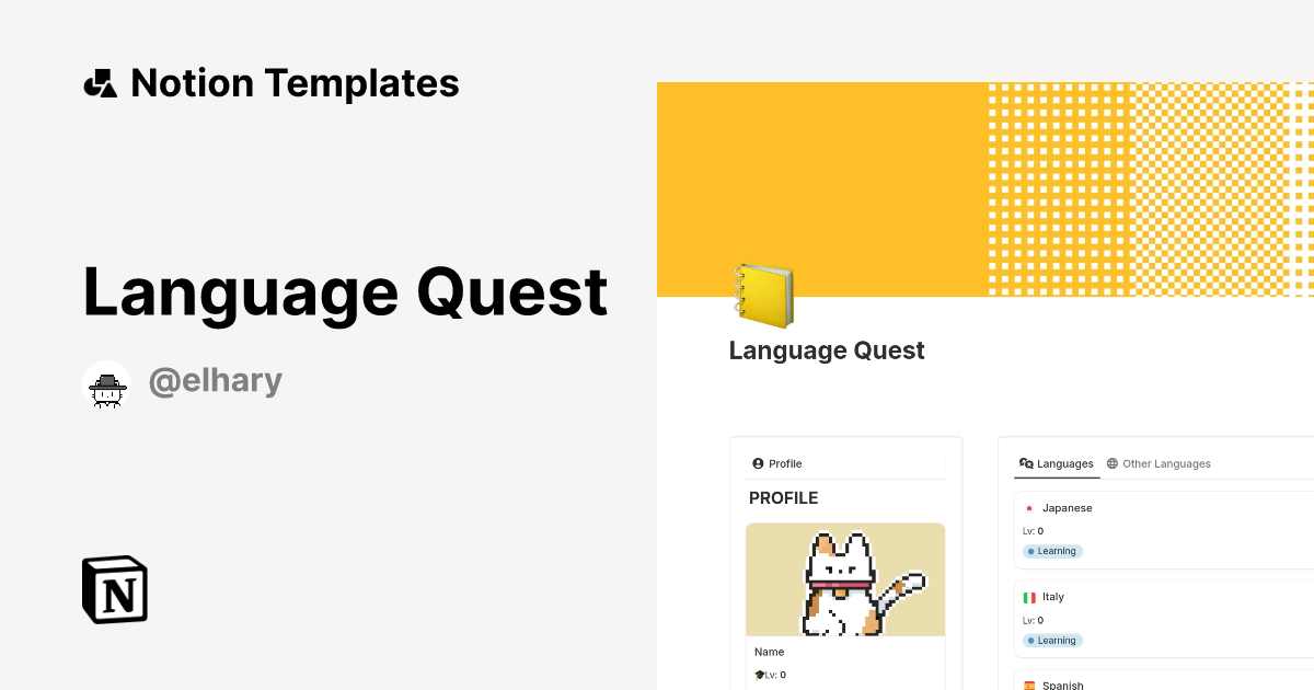 Language Quest Template | Notion Marketplace