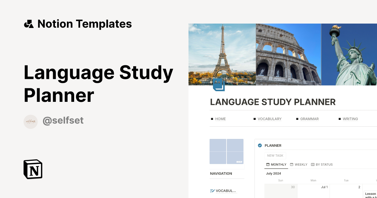 Language Study Planner Template | Notion Marketplace
