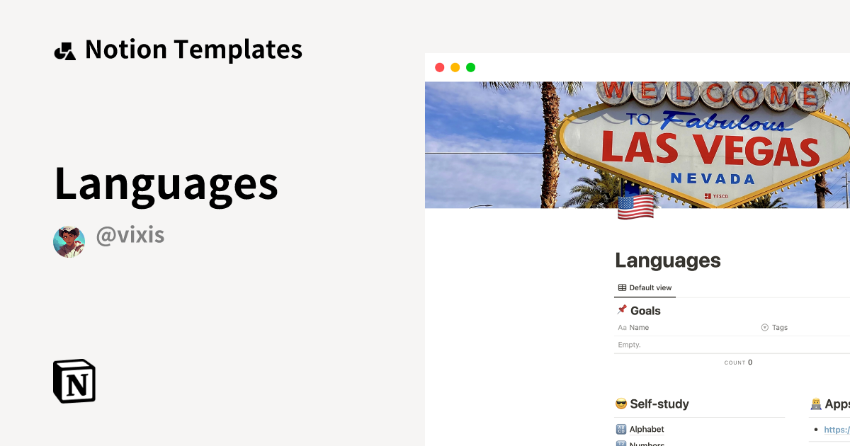 Languages Template by Vixis | Notion Marketplace