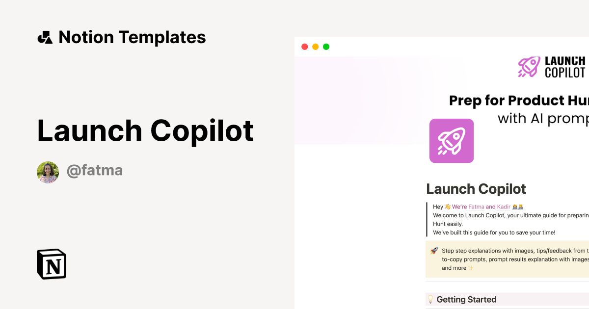 Launch Copilot Template by Fatma Kiraz | Notion Marketplace