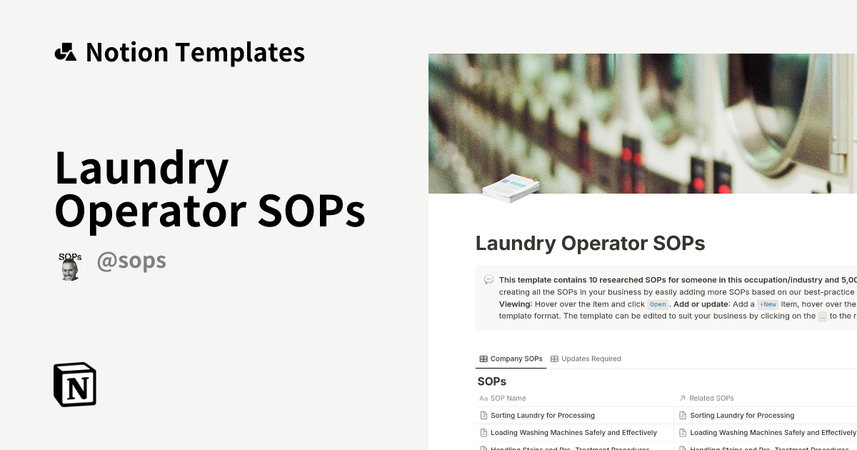 Laundry Operator SOPs Template by SOPs | Notion Marketplace