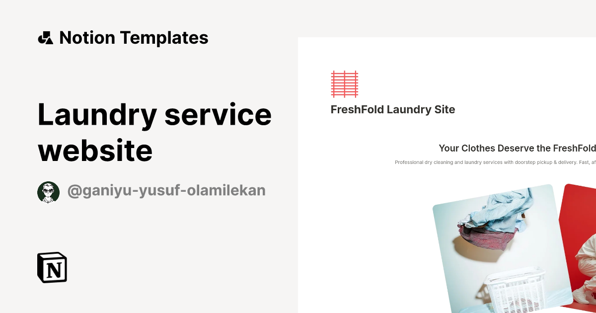 Laundry service website Template | Notion Marketplace