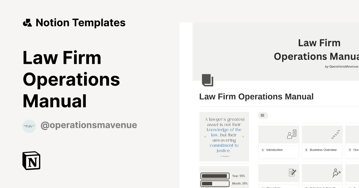 Law Firm Operations Manual Template by OMav Consulting | Notion Marketplace