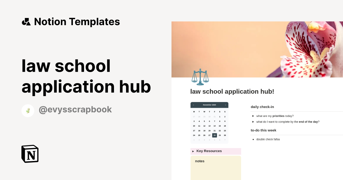 law school application hub Template | Notion Marketplace