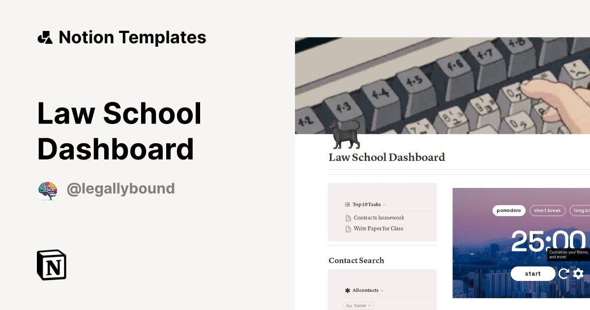 Law School Dashboard Template by LegallyBound | Notion Marketplace