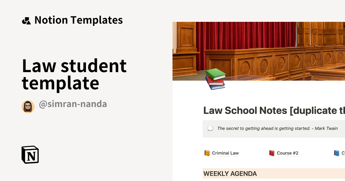 Law student template Template by Simran Nanda | Notion Marketplace